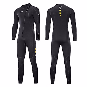Ultra Stretch 3mm Neoprene Wetsuit, Front Zip Full Body Diving Suit, one Piece for Men & Women-Snorkeling, Scuba Diving Swimming, Surfing