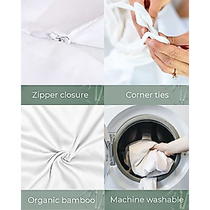 Linenwalas 100% Organic Bamboo Duvet Cover Set Queen- Duvet Cover 90x90 Inches, Buttery Soft Lightweight, Silk Cooling Duvet Cover Set with Zipper Closure for Queen Size Bed (Beige/Taupe, Queen)