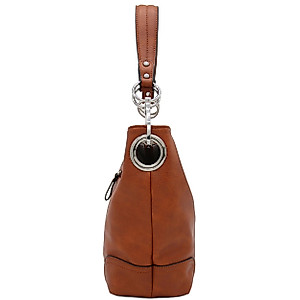 Hobo Shoulder Bag with Big Snap Hook Hardware (Camel)