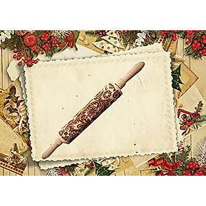Paisley Embossing Rolling Pin 14.9 Inch Engraved Wooden Rolling Pin for Baking,Perfect Christmas Thanksgiving Day Housewarming Gift for Making Cookies Crusts Pies Pastry Clay
