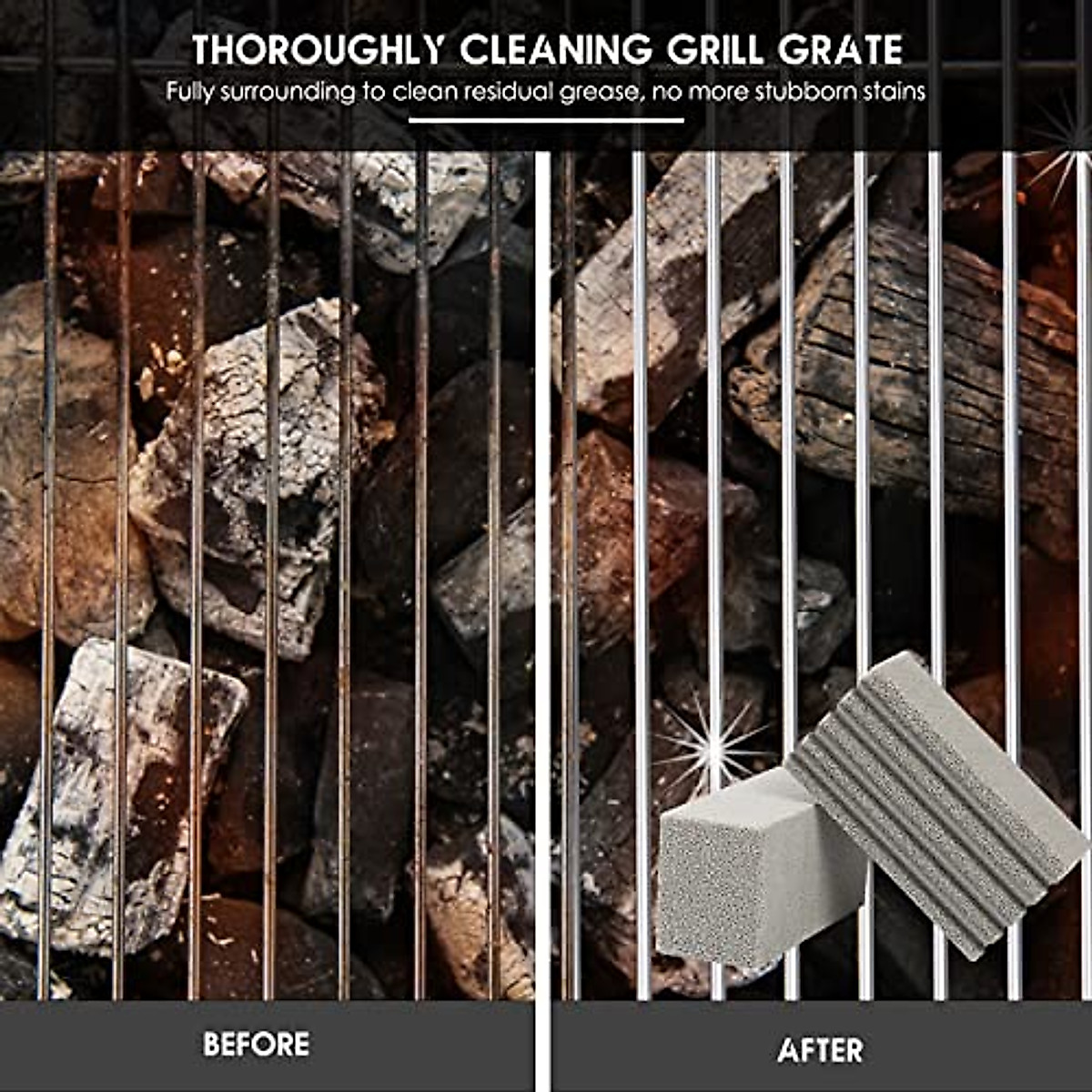 MOWOT Blackstone Griddle Cleaning Brick Block Heavy Duty Grill Cleaning Stone Bricks Non Scratch Flat Top Seasoning Stone Griddle Scrubber Cleaner Remove Greases Stains Residue -3 Pack with Handle