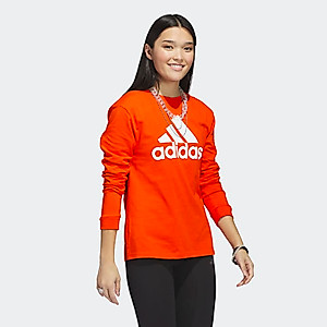 adidas Amplifier Long Sleeve Badge of Sport Tee Women's, Orange, Size M