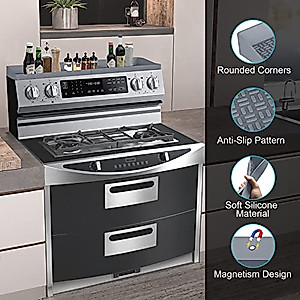 XIILSIE Stove Top Shelf 30 Inch, Silicone Oven Shelf Magnetic Shelf for Kitchen Stove with 6PCS Small Iron Piece, Kitchen Over Stove Spice Rack Organizer, Grey