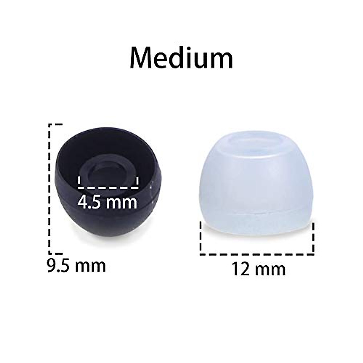 Blacell 20 Pcs Medium Silicone Earbud Cap Tip Cover Replacement - 10 Black, 10 Clear Title