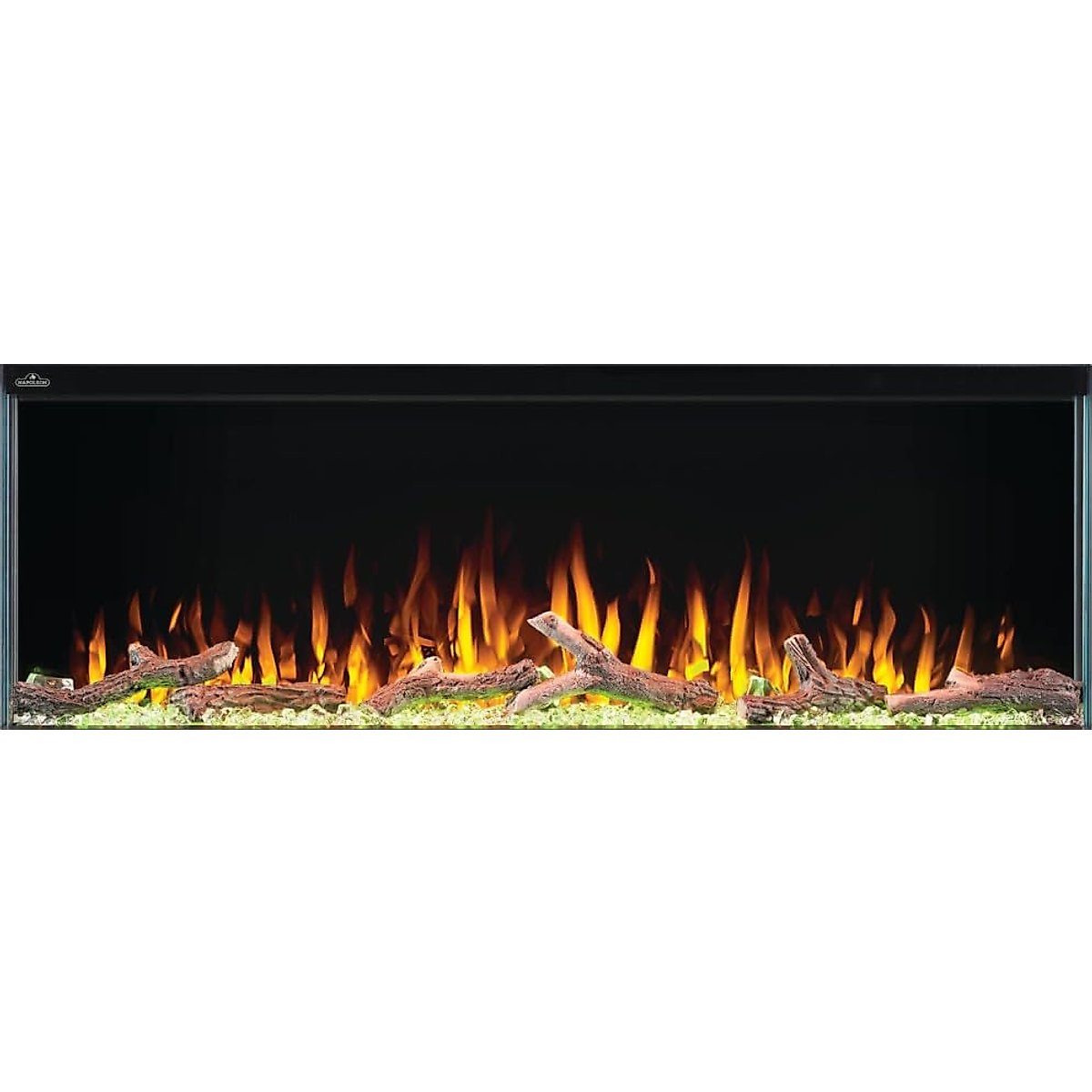 Napoleon Trivista Primis 60 3-Sided Electric Linear Fireplace - Built-in Design - Multi-Color Flames with Large Crystal Cubes and Natural Looking Birch Logs - NEFB60H-3SV