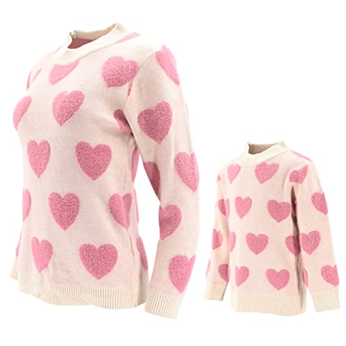 Unique Baby Womens Mommy and Me Valentines Crewneck Knit Sweater (Lrg, Grey)