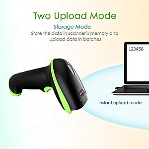 NADAMOO 2D Wireless Barcode Scanner with Stand, Compatible with Bluetooth & 2.4G Wireless & Wired Connection, Cordless QR Code Scanner USB Image Bar Code Reader for Computer Tablet iPhone iPad Android