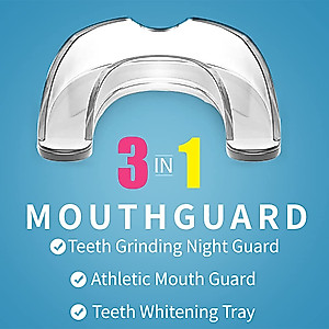 AKSO MEDICOS Bruxism Mouth Guard，Teeth Whitening Mouth Tray,2 Sizes,Pack of 6 Sports Mouth Guard with Case