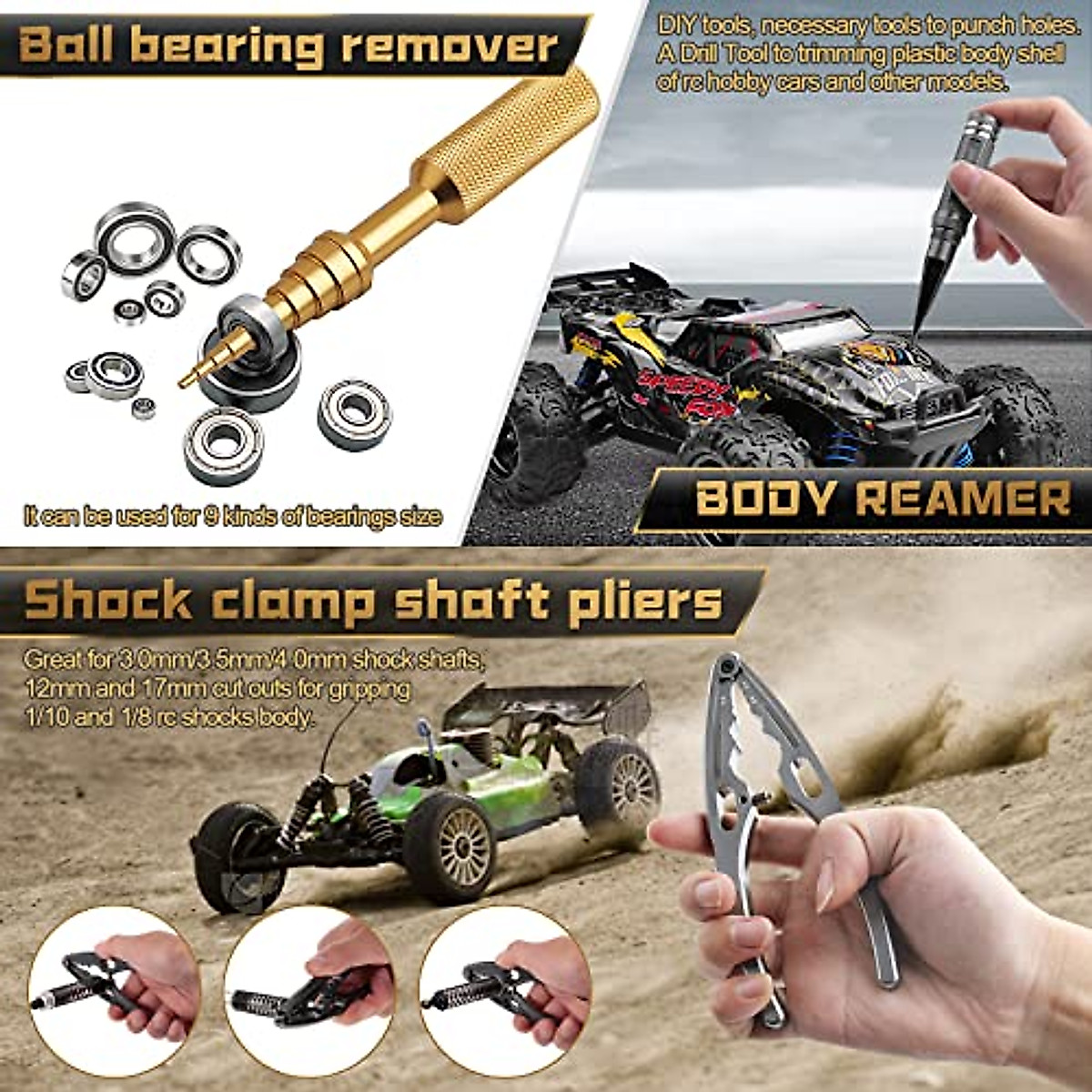 RC Car Hobby Tool Kit: Screwdriver Set (Hex Nut Slot Phillips), Pliers, Wrench, Stand, Body Reamer, 26 Pcs Repair Tools for RC Drone Helicopter Airplane Compatible with Traxxas Arrma RC Cars