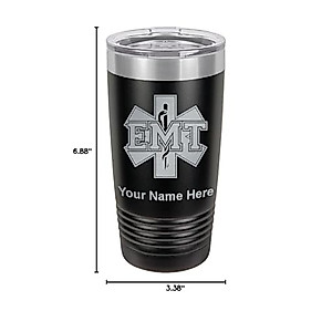 LaserGram 20oz Vacuum Insulated Tumbler Mug, EMT Emergency Medical Technician, Personalized Engraving Included (Black)