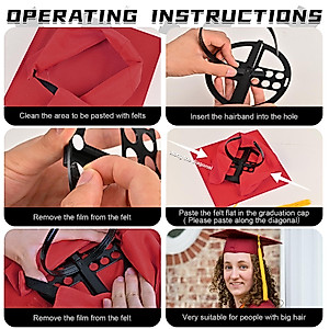 EMOOULI Black Graduation Cap Headband, 2024 New Grad Hat Insert，Secure Grad Hat And Hairstyle,Not Change Hair,Firm Anti-Fall Hairband for Graduates, Students, Women(Not Including the Grad Hat)