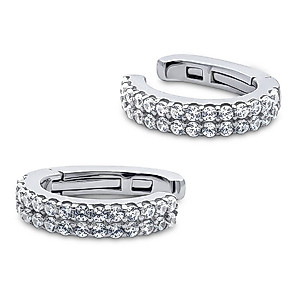 BERRICLE Sterling Silver Cubic Zirconia CZ Fashion Ear Cuffs for Women, Rhodium Plated