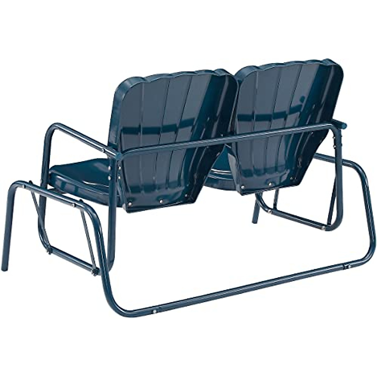 Crosley Furniture CO1032-NV Ridgeland Retro Outdoor Metal Loveseat Glider, Navy Gloss