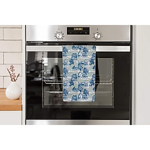 KitchenVIA Red Chicken Co. Linen Tea Towel Set - Rustic Farmhouse Pattern, Soft and Durable for Kitchen Cleaning and Dining