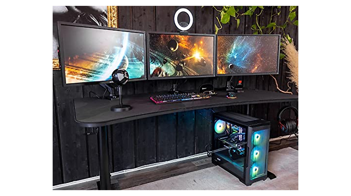 Arozzi Arena Ultrawide Gaming Desk: Curved Design & Cable Management
