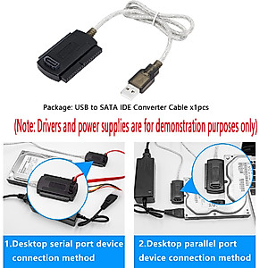 SinLoon USB to SATA IDE Converter Cable Adapter USB 2.0 to 2.5/3.5/5.25in IDE and SATA Adapter Cable (1.8FT White)