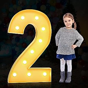 YOSWPP 3FT Large Marquee Light Up Letters Numbers Giant Mosaic Balloon Frame DIY Kit Alphanumeric Birthday Party Decor,Wedding Backdrop Decoration Anniversary Decoration Foam Board (2, 3FT)