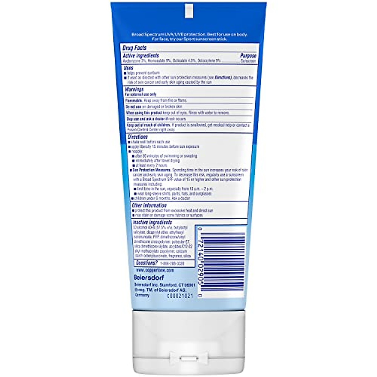 Coppertone SPORT Clear Sunscreen Lotion SPF 50, Water Resistant Sunscreen, Broad Spectrum SPF 50 Sunscreen, 5 Fl Oz Tube