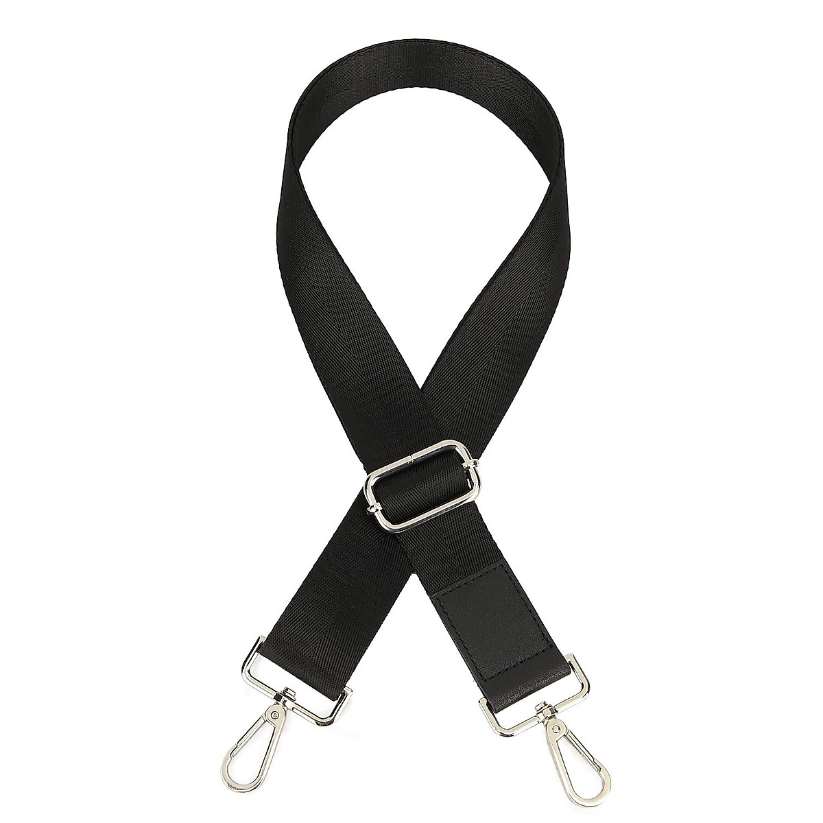 lola mae Wide Shoulder Strap Replacement Adjustable, Removable Guitar Style Multicolor Canvas Crossbody Strap for Handbags (Black-Silver hardware AS148)