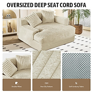 homecozy Multifunctional Modern Oversized Chaise Lounge - Large Floor Loveseat for Living Room and Bedroom, Casual Recliner for Gaming, Reading and Resting - Beige 48 * 48 * 28.3 Inches (Frameless)