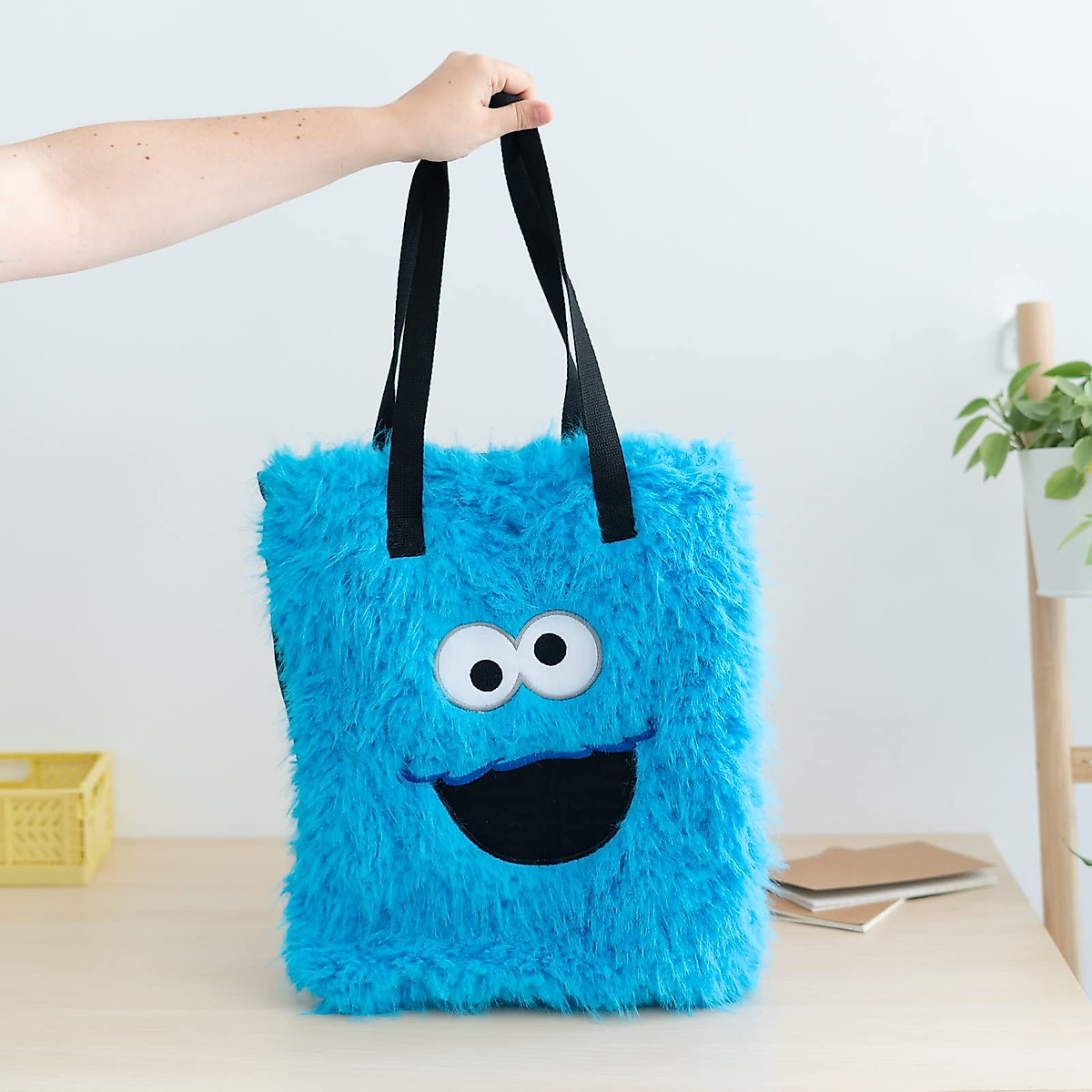 Grupo Erik Sesame Street Book Bag Cookie Monster Cotton Tote Bag | Cotton Shopping Bag | 13.8 x 15.8 x 2.2 inches - 35 x 40 x 5.5 cm | Gift Bag | Cute Tote Bag | Sesame Street Toys