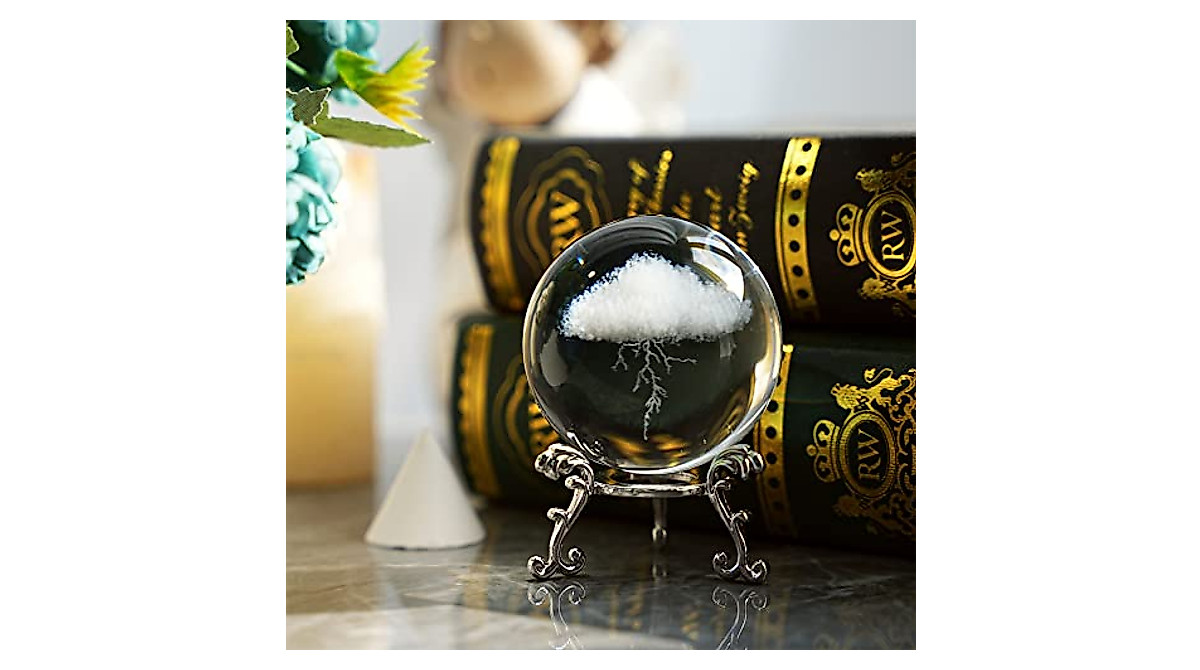 HDCRYSTALGIFTS 3D Lightning Cloud Crystal Ball