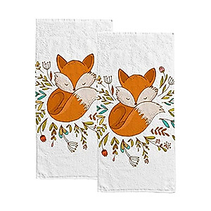 Top Carpenter Soft Hand Fingertip Towels 2 Pcs Face Bath Towels Sleeping Fox Absorbent Washcloths for Bathroom Hotel Kitchen 30x15in