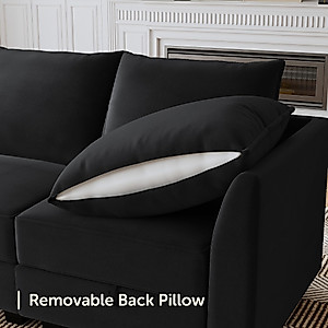 HONBAY Modular Sectional Sofa Velvet U Shaped Couch with Storage Oversized Sectional Sofa Couch for Living Room, Black