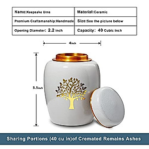 MOCANDA Small Urns for Human Ashes,Beautiful Ceramic Tree of Life Cremation Urn,Keepsake Urns for Human Ashes,For Sharing Adult or Baby Urns for Ashes,Pet Urn.