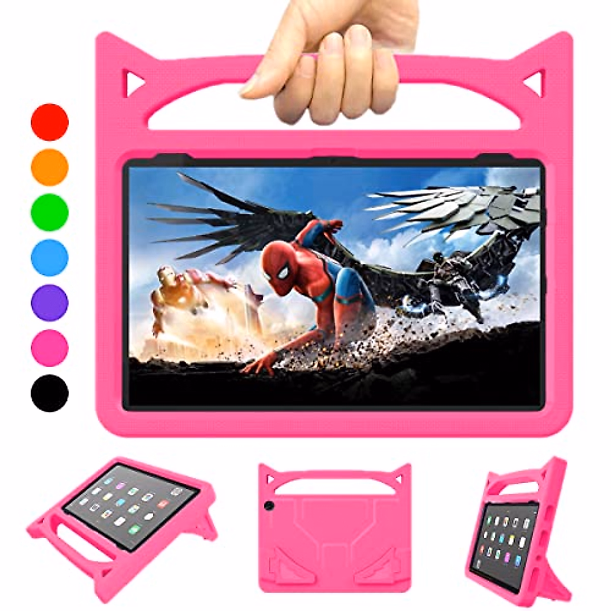 All-New Fire HD 10 & Fire HD 10 Plus Tablet Case for Kids(11th Generation, 2021 Release),Lightweight Shockproof Kid-Proof Cover with Stand Kids Case for Amazon Fire HD 10 Tablet&Kids Pro Tablet,Rose