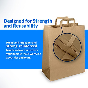 Reli. Paper Grocery Bags with Handles | 55 Pcs Bulk | 12"x7"x17" | Kraft Brown Paper Bags, Large | Use for Grocery, Take-Out, Restaurant, Retail, Shopping