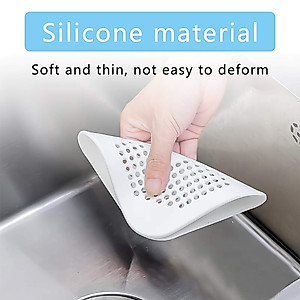 Drain Hair Catcher Square Silicone Trap Shower Drain Cover with Suction Cups for Bathroom Bathtub Kitchen Filter Flat Strainer, 2 Pack