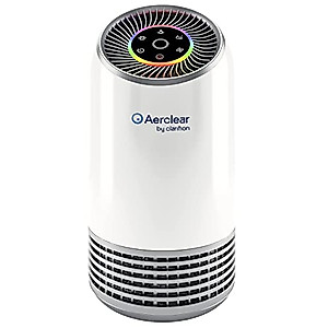 Clarifion AerClear - Air Purifier for Home, 3-Stage Filtration System with HEPA Filter Helps With Dust, Pets, Smoke, Pollen, 7 Night Light Mode, Low Noise