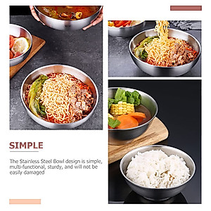 Kichvoe Korean Bowl Soup Bowls Ramen Noodle Bowls Stainless Steel Bowl Korean Bowls Double Walled Serving Bowl for Udon Pho Dessert Cereal Salad 15cm Metal Bowls