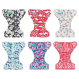 ALVABABY Baby Pocket Newborn for Less Than 12pounds Baby Snaps Cloth Diapers Nappy 6pcs with 12 Inserts 6SVB09