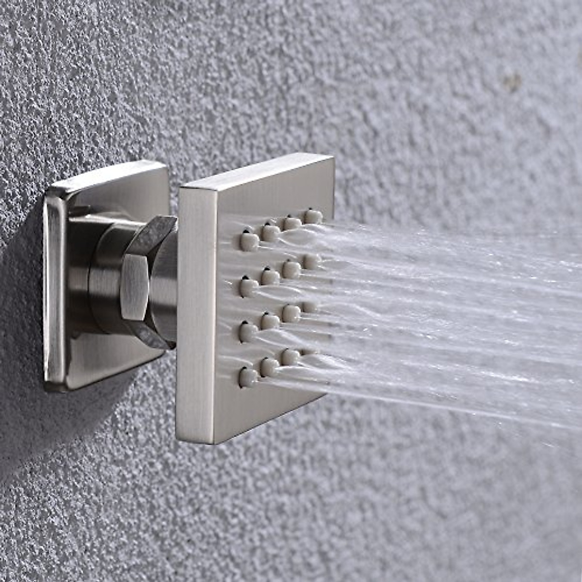 Solid Brass Body Spray Shower Jet Adjustable Massage Spa Side Sprayer Wall Mounted Shower Set, Square Brushed Nickel Finish