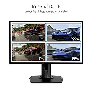 ASUS VG248QG 24" G-SYNC Gaming Monitor 165Hz 1080p 0.5ms Eye Care with DP HDMI DVI,Black
