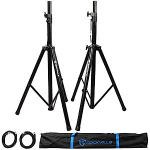 Rockville Pair RPG10 10" 1200w Powered PA/DJ Speakers + 2 Stands + 2 Cables+Bag