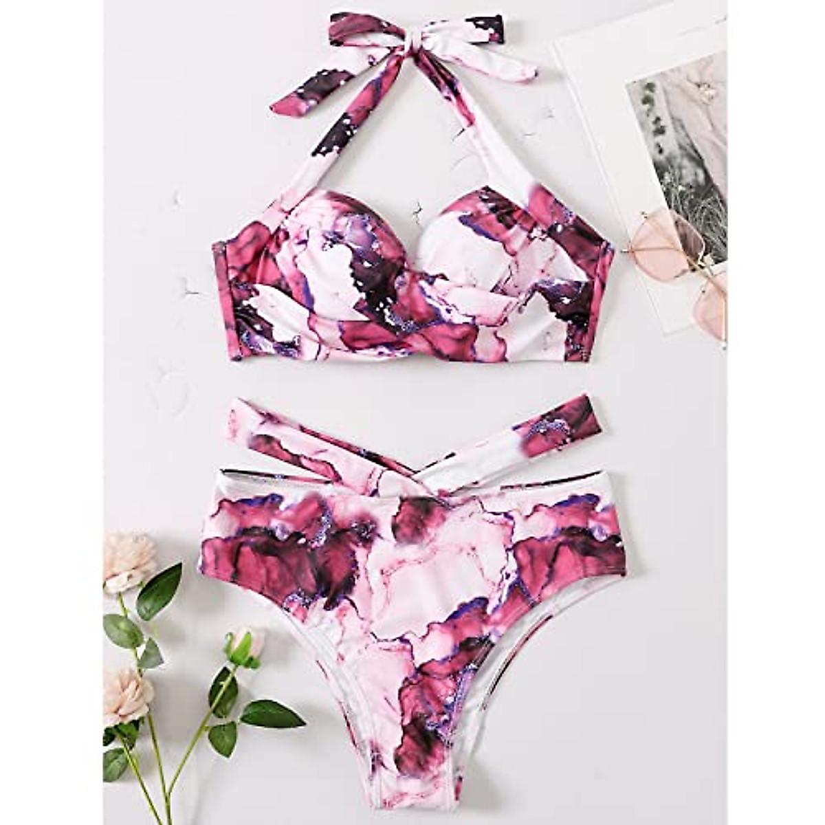 Underwire Swimsuits Two Pieces Crop Wrap Water Push Front Tops shorts Swimwear Swimsuit Let's Make a Deal Under One Dollar Open Box Deals Clearance Necklaces Under 1 Dollar 10.00 and Under Items