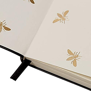 Eccolo Gold Bees Writing Journal, 256 Lined Page Notebook, Faux Leather Soft Cover, 5x7"