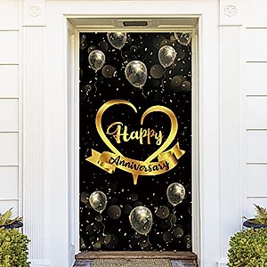 Belrew Happy Anniversary Door Banner, Wedding Anniversary Party Photography Background, Birthday Celebration Party Photo Booth Props, Retirement Door Cover Decorations