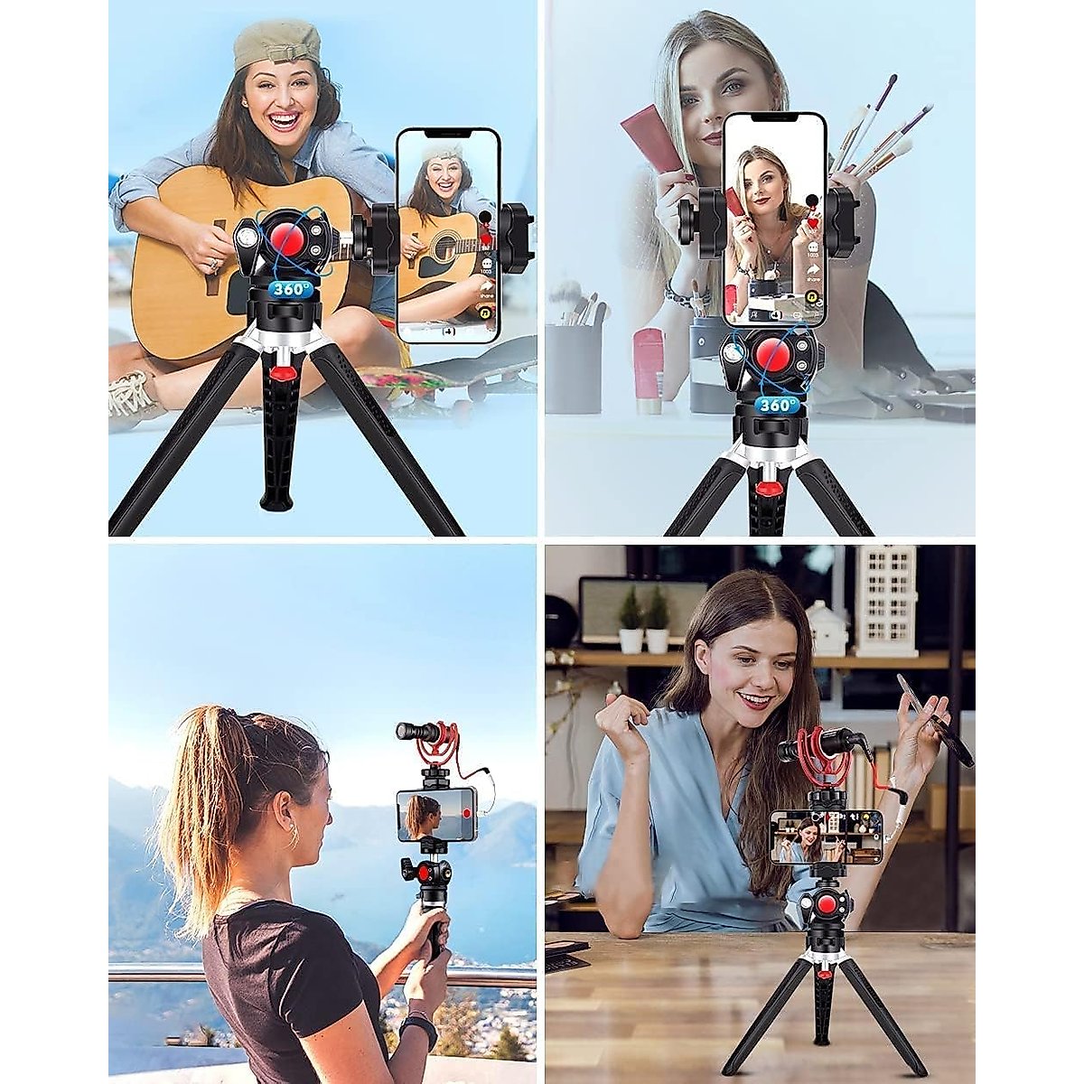 Camera Mini Tripod, Etour Lightweight Vlog Tripod Holder, Adjustable [Stable Handheld Vlogging Tripod] of DSLR Compatible with Sony A6000 Canon M50 G7x Mark ii/Phone, Table Stand for Vlogger Creator