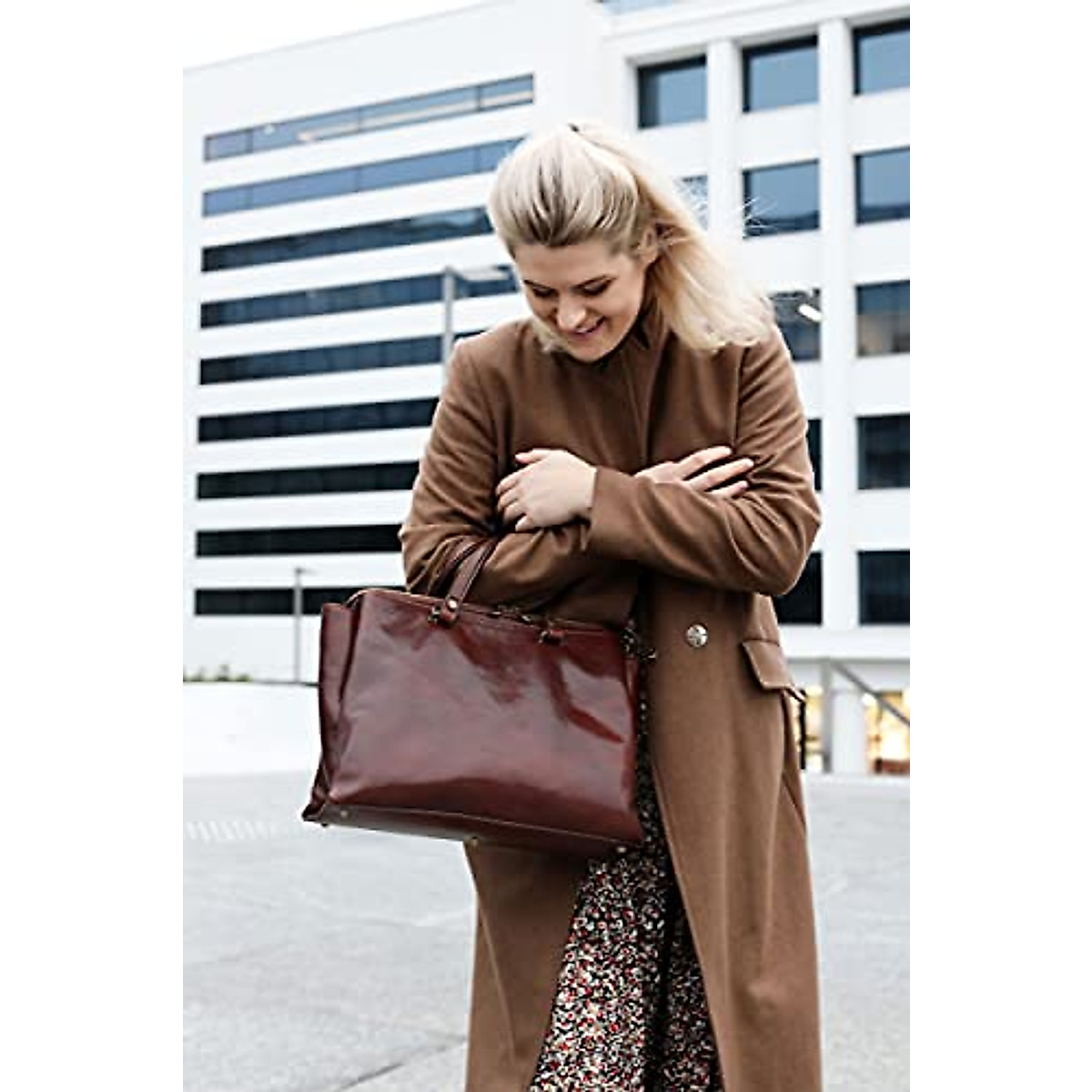 Time Resistance Leather Handbag Top Handle Bag Purse for Women