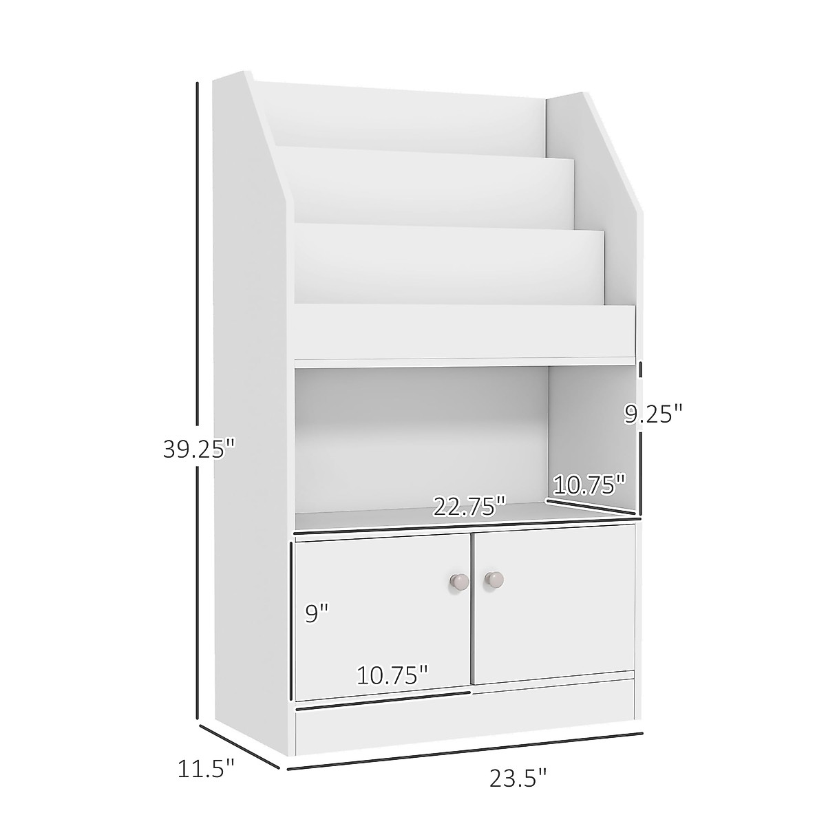 Qaba Kids Bookshelf, Toy Storage Organizer Toddler Bookcase for Bedroom, Playroom, Nursery, 3-8 Years Old, White