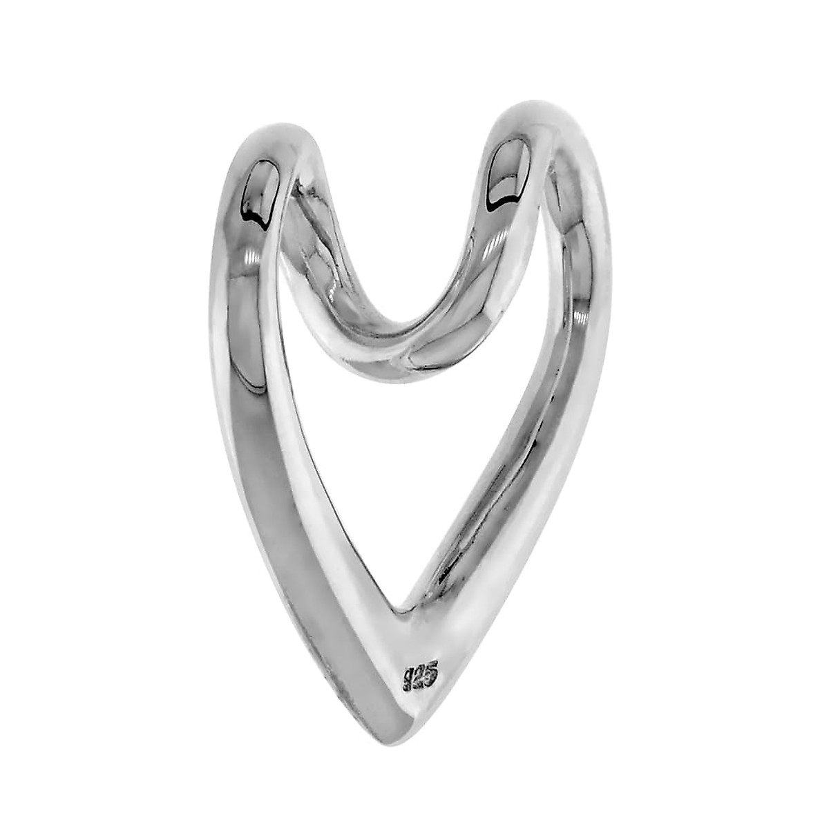 Sterling Silver Floating Heart Necklace Flawless Quality, 3/4 x 3/4 inch wide