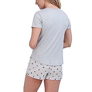 Rae Dunn Women's Sleepwear, BEE KIND Short Sleeve Top and Shorts Womens Pajama Sets, Soft summer loungewear, Light Grey, 1X