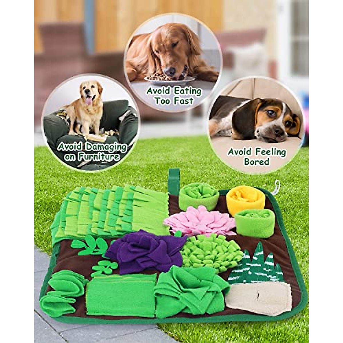 CiyvoLyeen Succulent Snuffle Mat for Dogs Small Pets Treat Toy, Dog Enrichment Toys, Dog Puzzle, Slow Eating Mat, Foraging Mat for Rabbit Cat Pig, Stress Relief Puppy Gift, for Pet