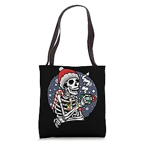 Cool Skeleton Drinking Chocolate Winter December Christmas Tote Bag