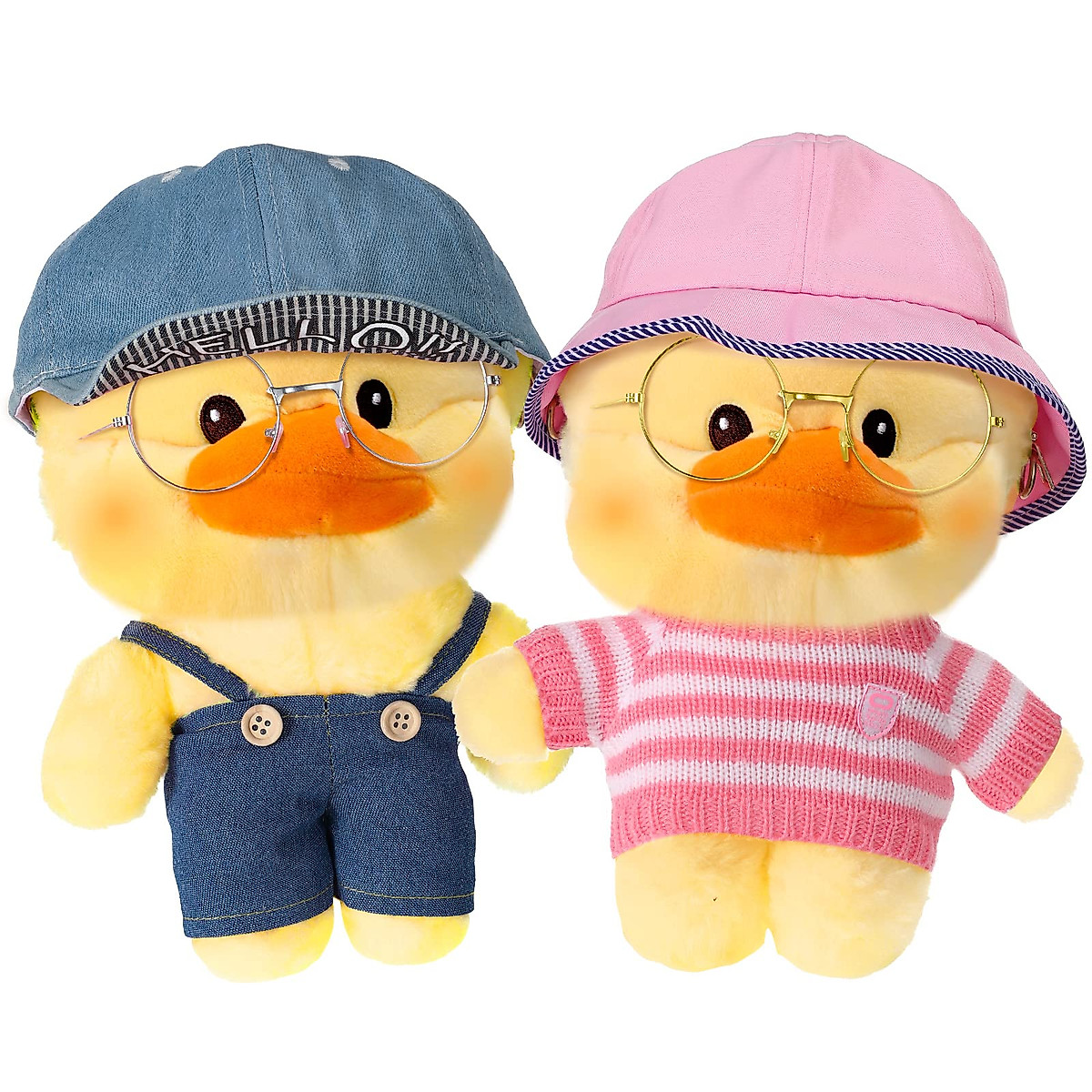 6 Pcs 12 Inch Duck Stuffed Animals Clothes Duck Clothes Accessories Include Cute Clothes Glasses Hat Kawaii Plush Doll Clothes for Ducks Dress up DIY Gift(Lovely Style)