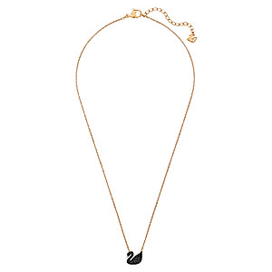 SWAROVSKI Swan Pendant Necklace, Swan Pendant with Black Crystal Pavé on a Rose-Gold Tone Finish Setting, Part of the Swan Collection